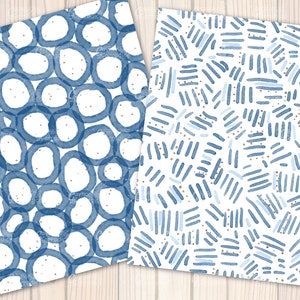 Tranquil - 12 Watercolor Digital Papers - Blue Seamless Patterns ...