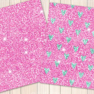 Valentines Glitter Digital Papers - Spring Ombre and Hearts Glitter ...