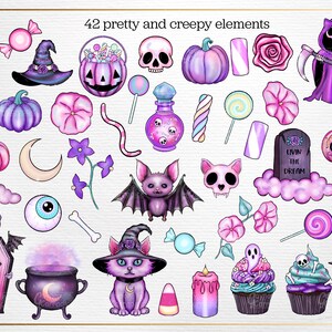 Pretty Creepy Clipart Bundle 2 - Cute Halloween Digital Paper, Clipart ...