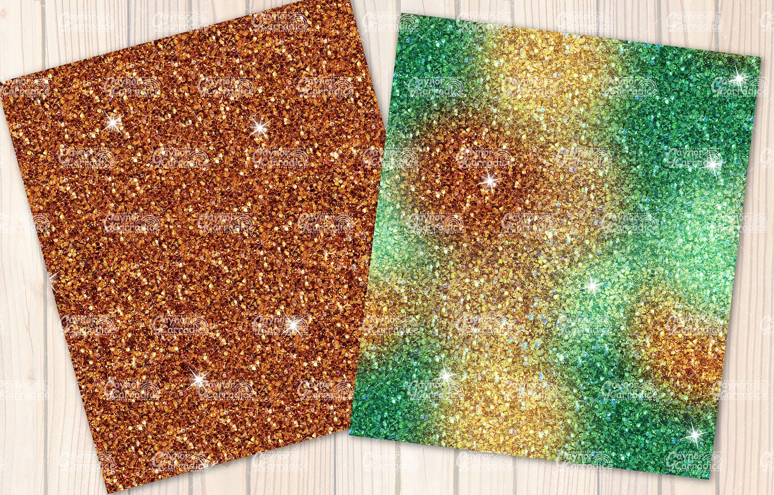 St Patricks Day Glitter Digital Papers Green and Orange - Etsy