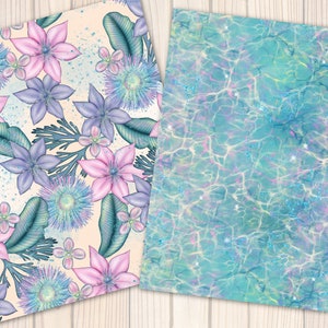 Watercolor Mermaid Digital Papers - 12 Summer Seamless Patterns, Beach ...