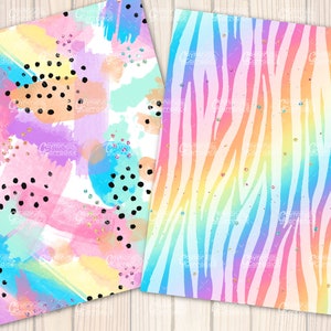 Happy Place - Rainbow Digital Papers - 12 Watercolor Summer Seamless ...