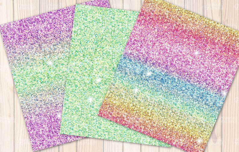 Rainbow Glitter Digital Papers Pastel Ombre Glitter Seamless - Etsy