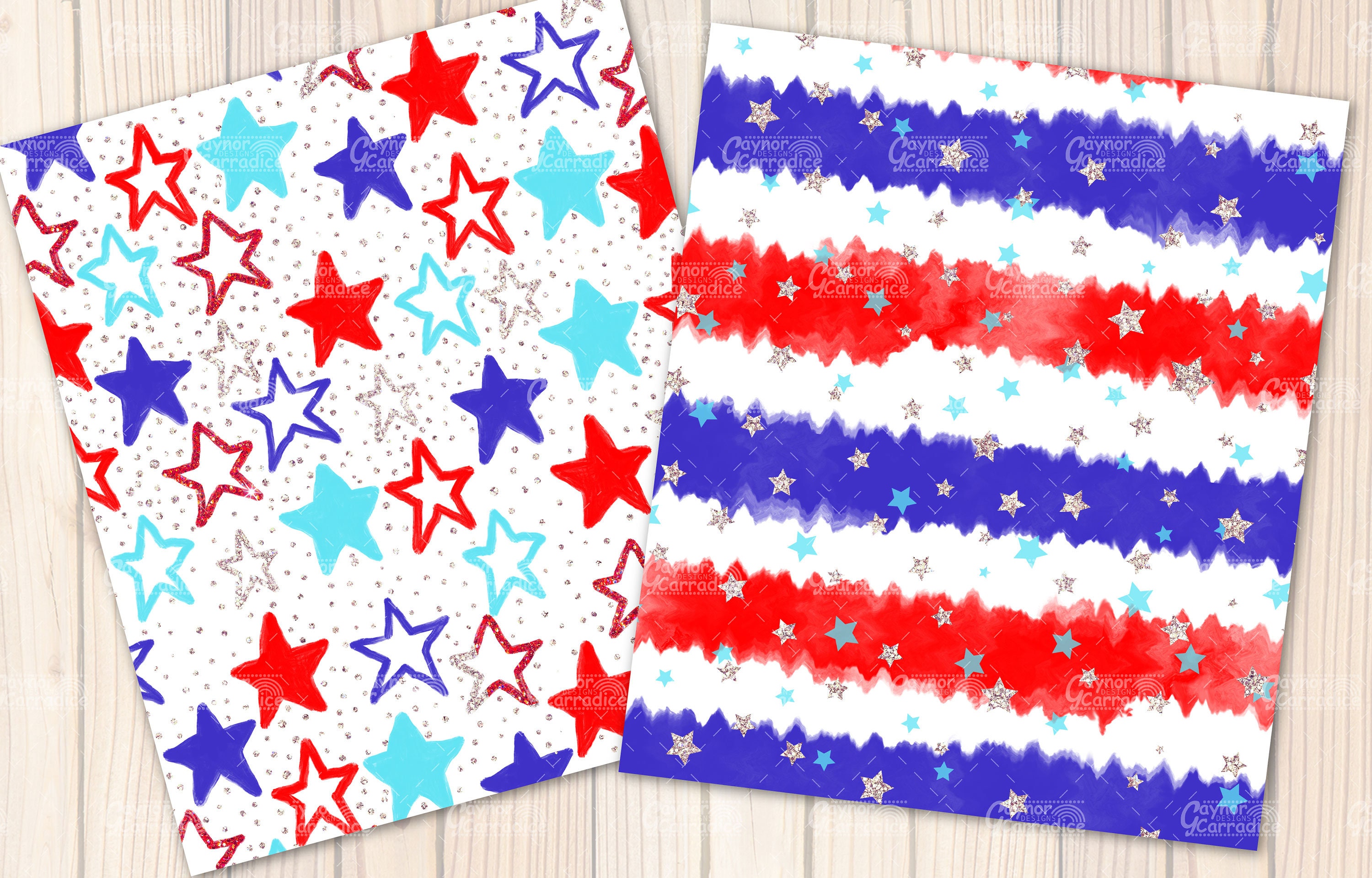 4th of July digital papers 12 watercolor Independence Day | Etsy