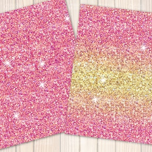 Rainbow Glitter Digital Papers - Pastel Ombre Glitter Seamless Patterns ...