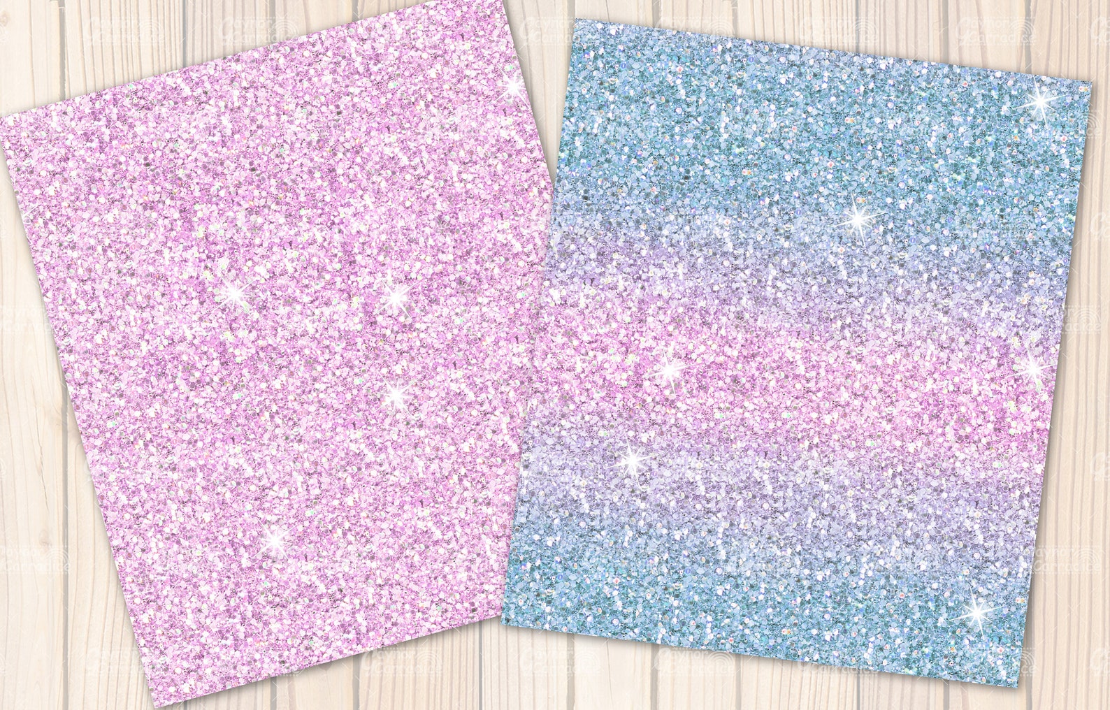 Winter Glitter Digital Papers - Purple, Pink, Blue, Teal, Yellow Ombre ...