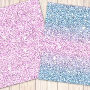 Winter Glitter Digital Papers - Purple, Pink, Blue, Teal, Yellow Ombre ...