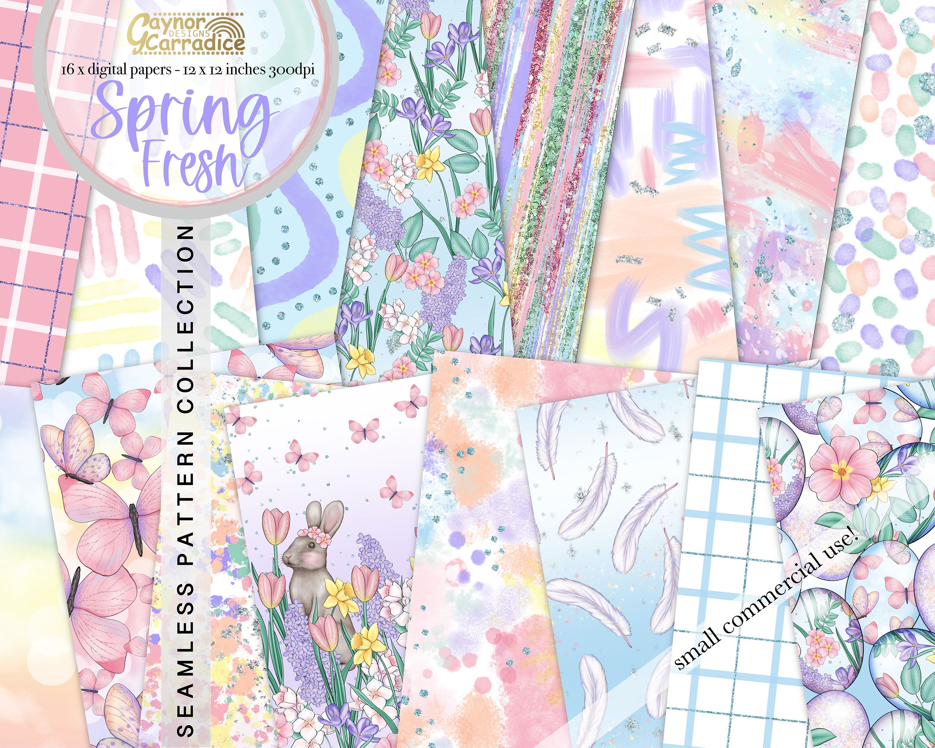 Spring Fresh digital papers 16 watercolor Easter seamless | Etsy