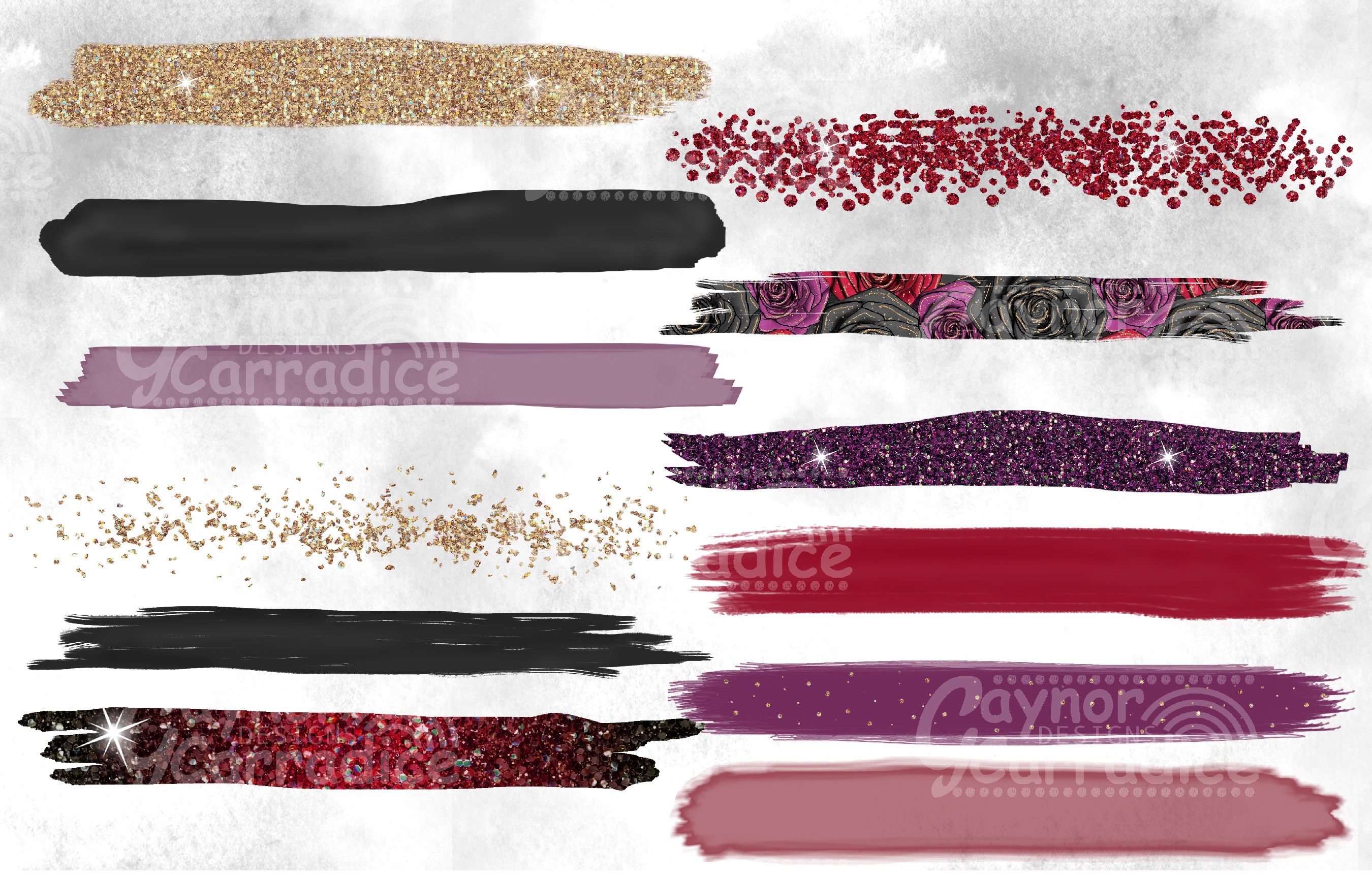 Halloween Brush Strokes Clipart Gothic Glitter Paint Strokes | Etsy