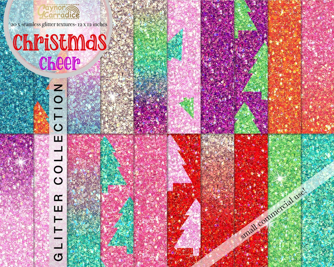Rainbow Christmas Glitter Digital Papers - Bright Glitter Seamless ...