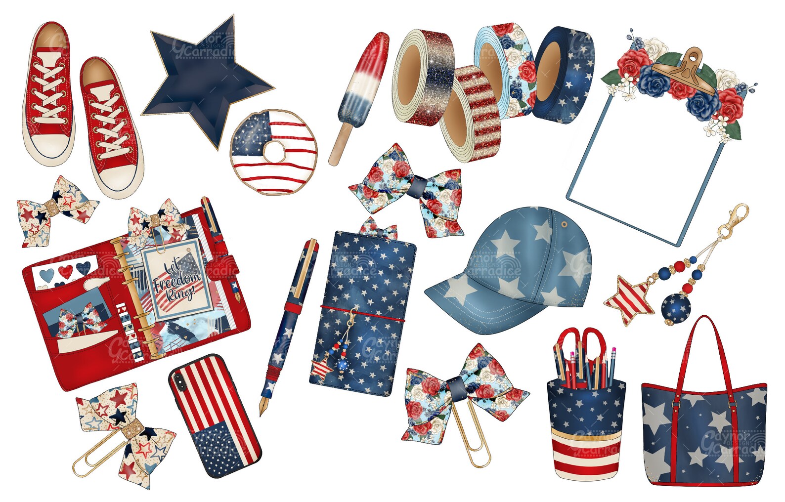 Patriotic Planner Clipart 22 Piece 4th July Inspired Flat | Etsy