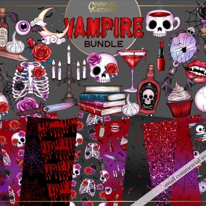 Cute Vampire Clipart Bundle - Cute Halloween Digital Paper / Clipart ...
