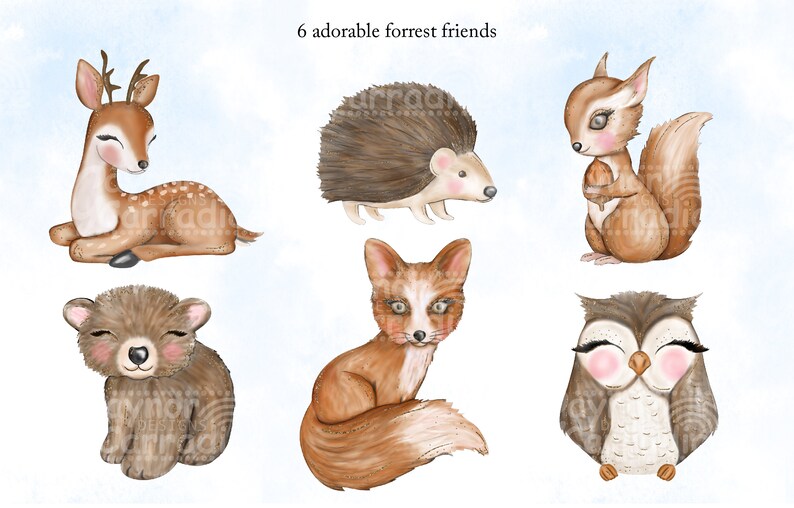 Forrest Animals Clipart, Cute Autumn Clip Art, Fall Planner Graphics ...