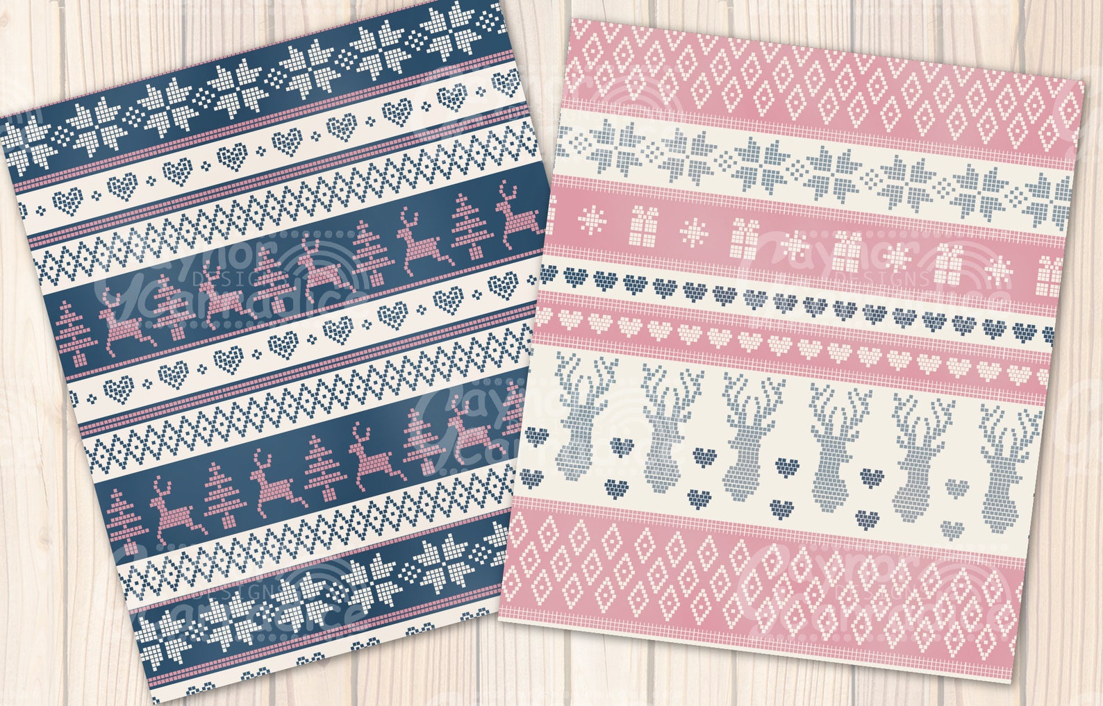 10 Nordic Winter Digital Papers Winter Seamless Patterns | Etsy