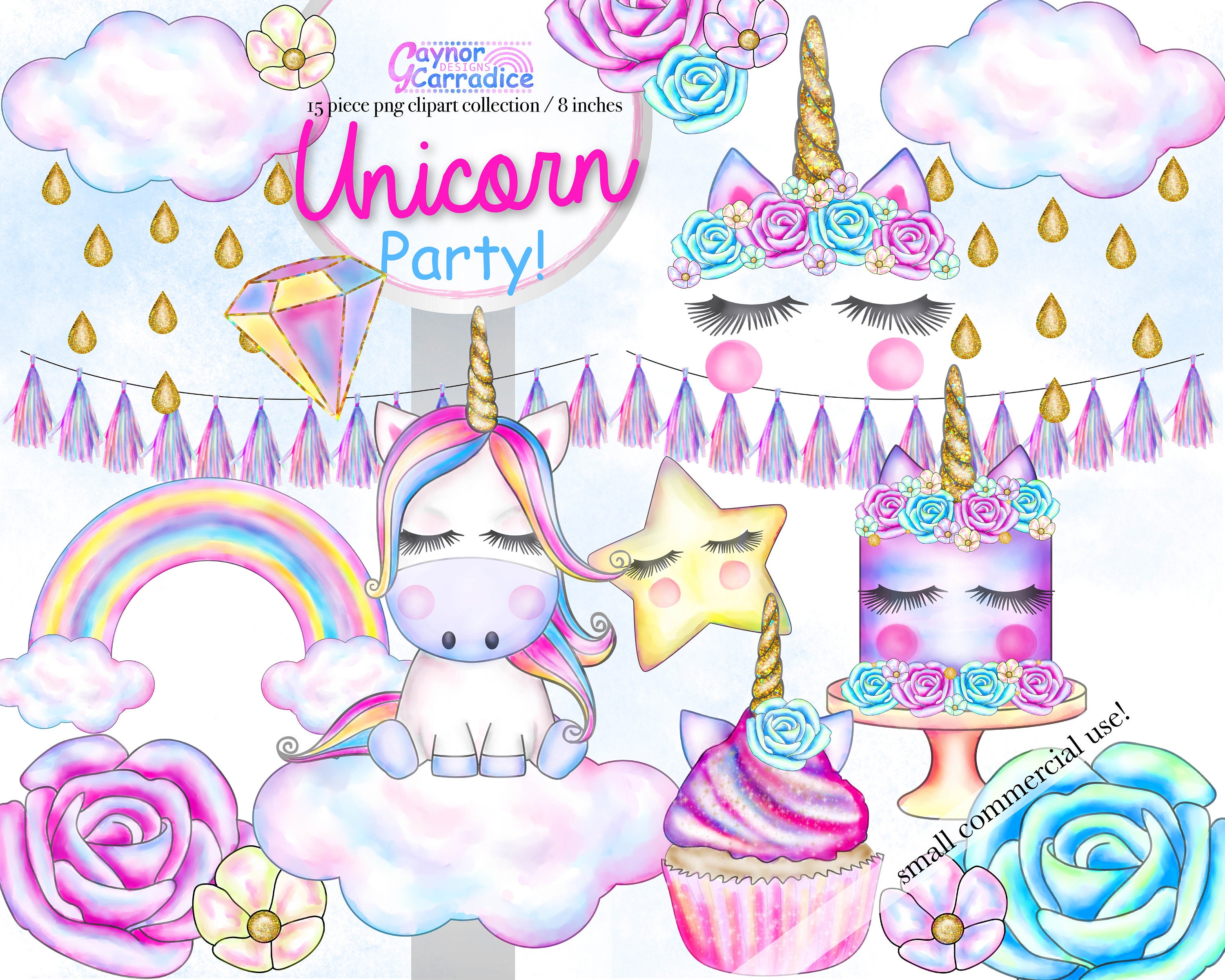 Cute Unicorn Clipart Unicorn Face Clip Art Birthday Party | Etsy