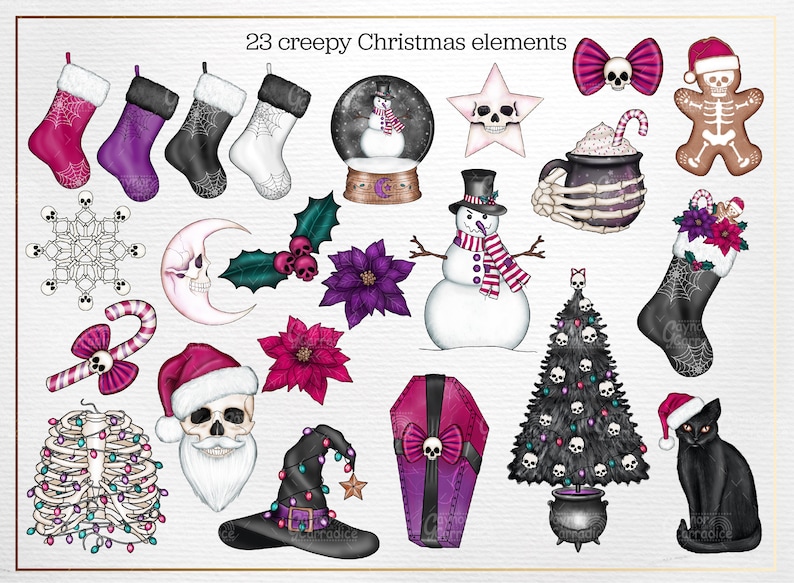 Seasons Creepings Clipart Bundle Creepy Christmas Digital | Etsy