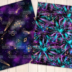 New Year Digital Papers - 12 Watercolor Space Seamless Patterns, Galaxy ...