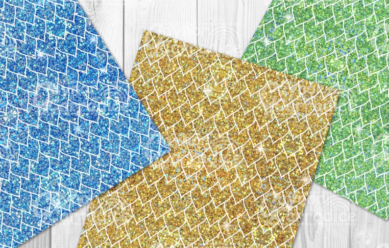 Glitter Mermaid Digital Paper Mermaid Scales Seamless Patterns Gold ...