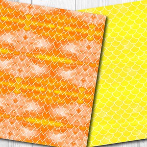 Mermaid Scales Digital Papers, Watercolor Under the Sea Seamless ...