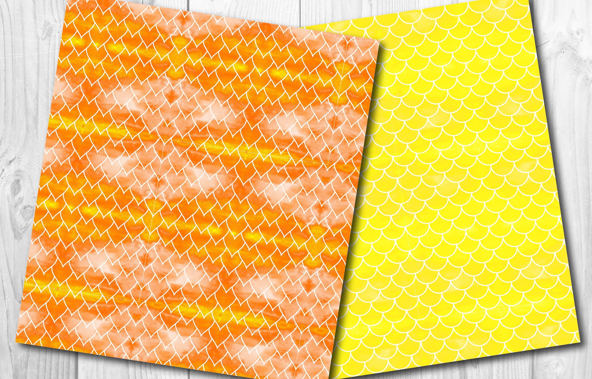 Mermaid Scales Digital Papers, Watercolor Under the Sea Seamless ...