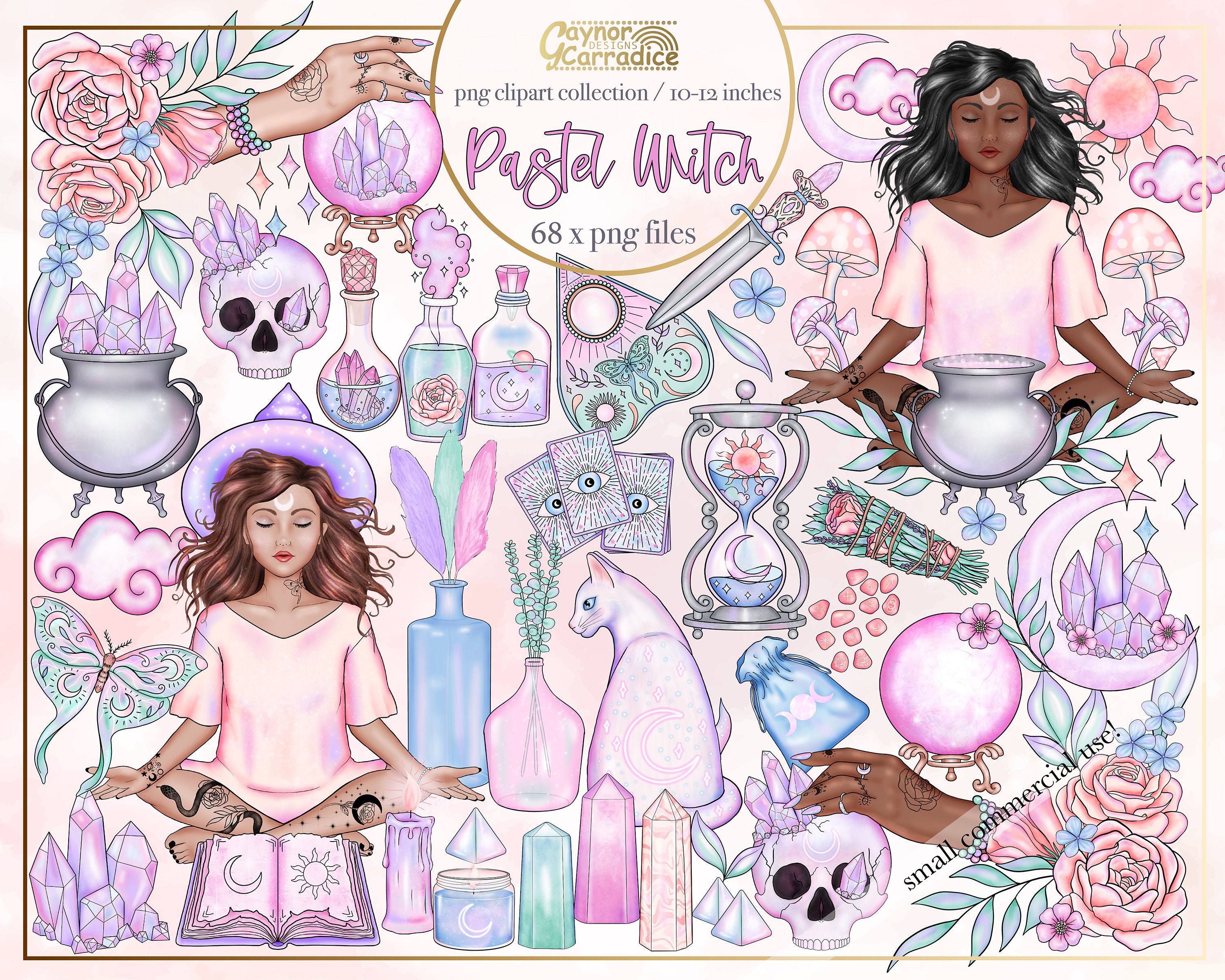 Pastel Witch Clipart 68 Piece Pastel Goth Clipart Witchy - Etsy UK