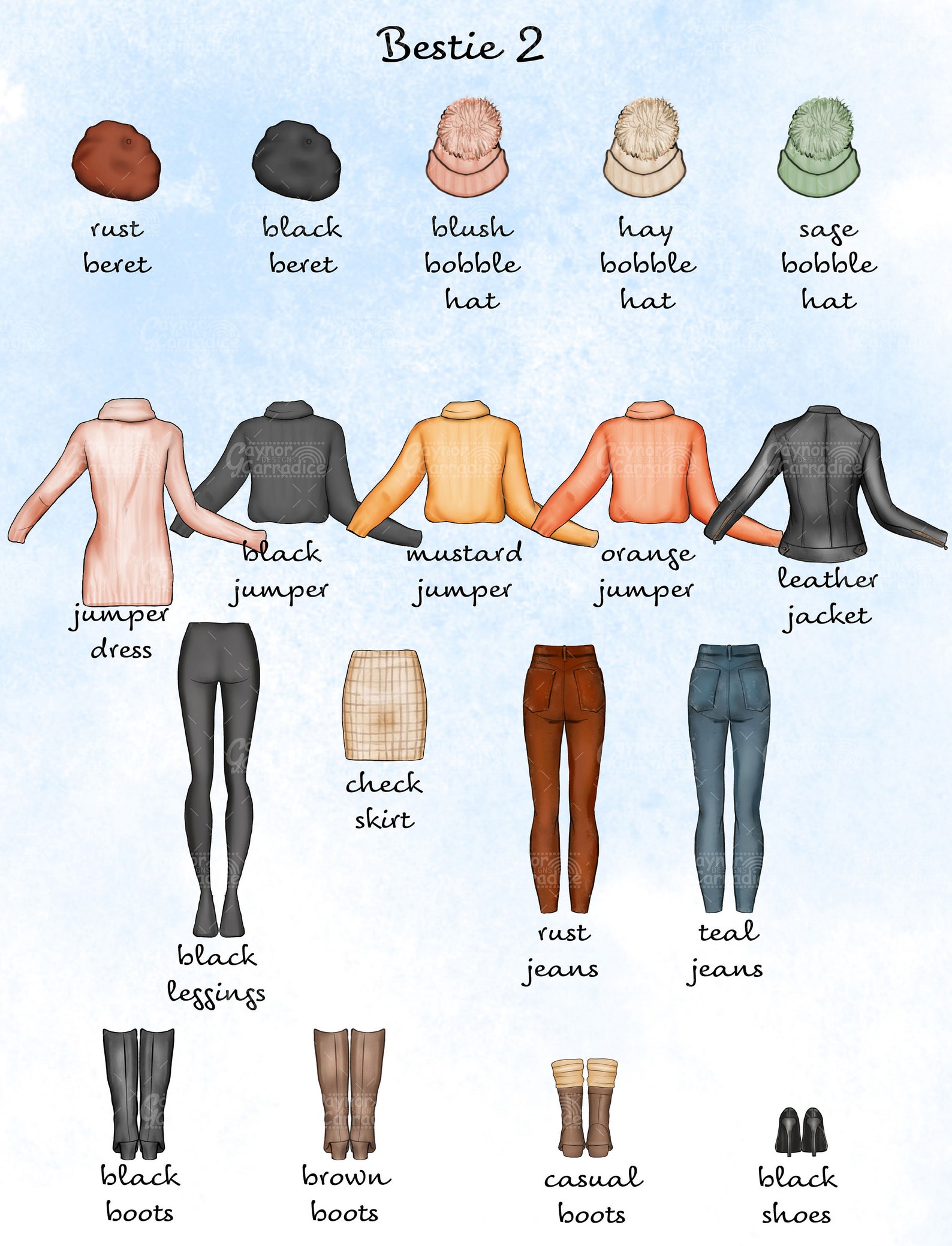 Autumn Besties Customizable Girls - Best Friends Clipart - Fall BFF ...