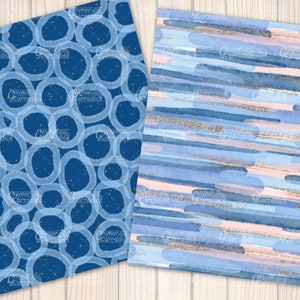 Tranquil - 12 Watercolor Digital Papers - Blue Seamless Patterns ...