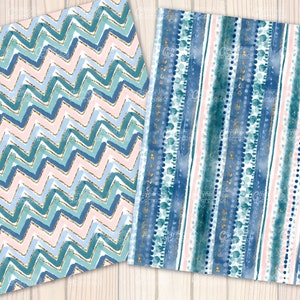 Tranquil - Blue Abstract and Floral Digital Papers - 12 Watercolor Zen ...