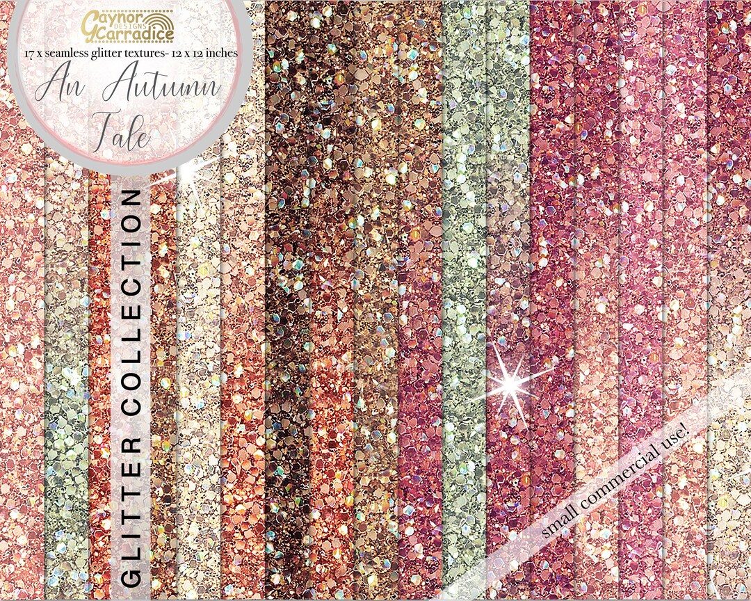 Fall Glitter Digital Papers - Autumn Glitter Seamless Patterns, Pink ...