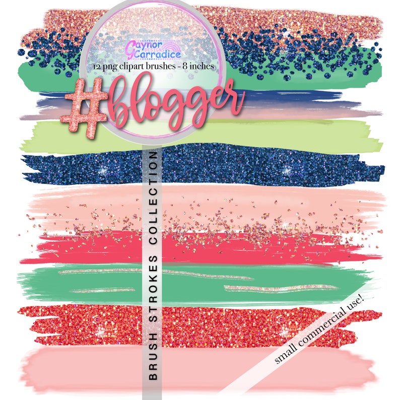 Rose Gold Brush Stroke Clipart Brush Strokes Clip Art Glitter Brushes ...