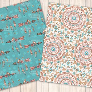 Boho Beach - Abstract and Floral Boho Digital Papers - 12 Watercolor ...