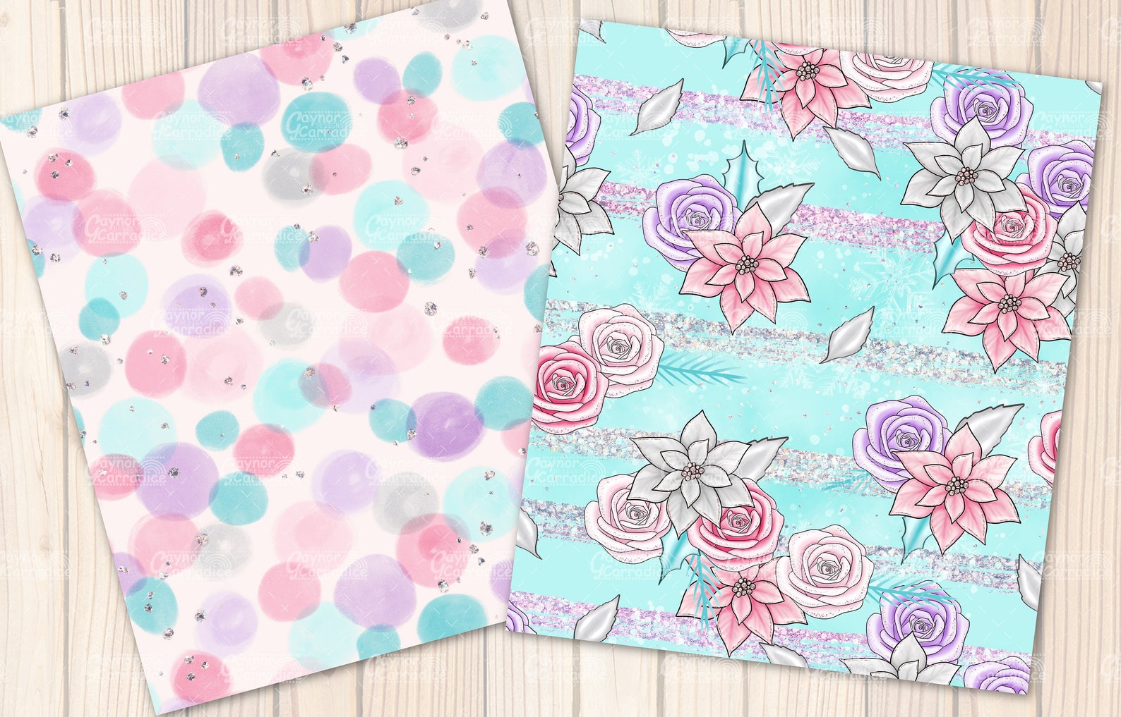 Girly Christmas Digital Papers 12 Pink Winter Seamless - Etsy