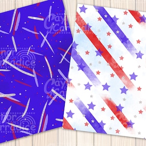 4th July Digital Paper Independence Day Seamless Patterns Fashion ...