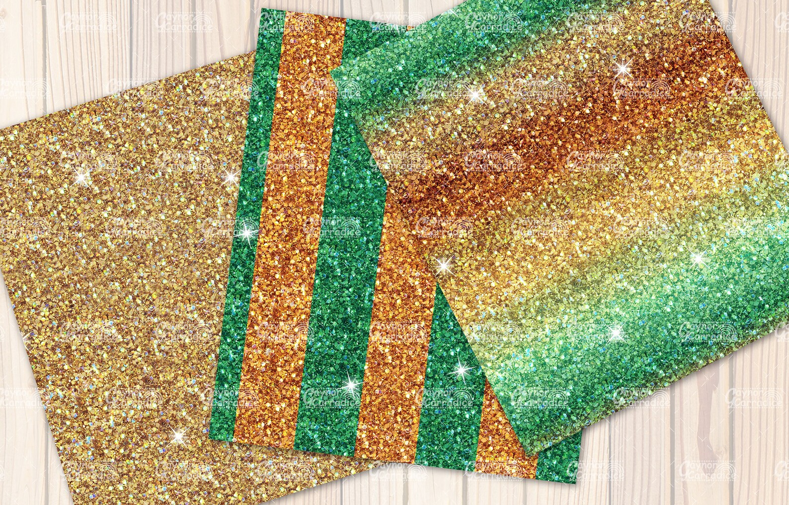 St Patricks Day Glitter Digital Papers Green and Orange - Etsy
