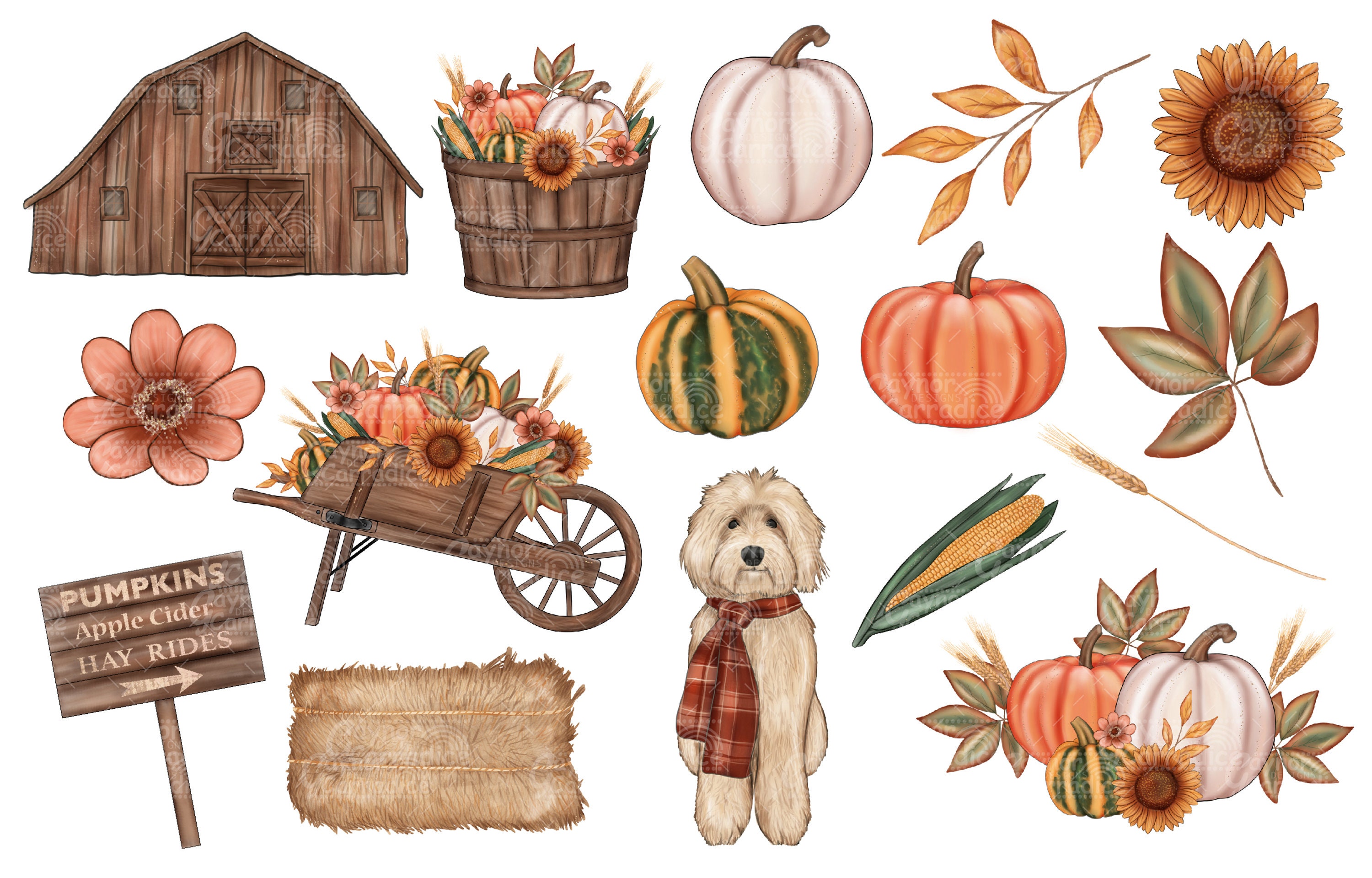 Autumn Clipart 22 Piece Fall Planner Clip Art Watercolor - Etsy