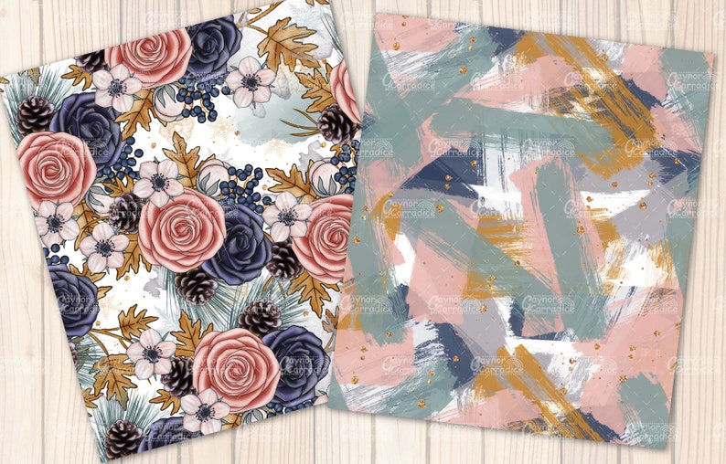 Watercolor winter digital papers 12 Christmas seamless | Etsy