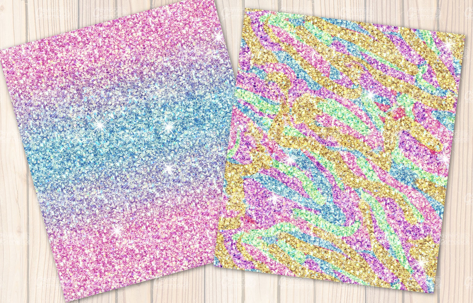 Rainbow Glitter Digital Papers Pastel Ombre Glitter Seamless - Etsy