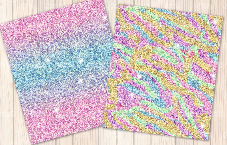 Rainbow Glitter Digital Papers Pastel Ombre Glitter Seamless - Etsy