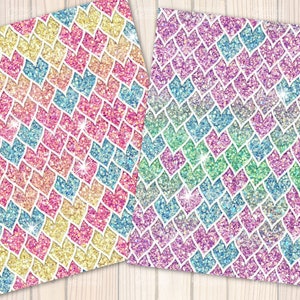 Dragon Scales Glitter Digital Papers - Pastel Mermaid Scales Glitter ...