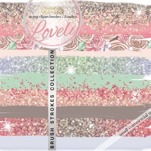 Valentine Brush Strokes Clipart - Rose Gold Glitter Paint Strokes ...