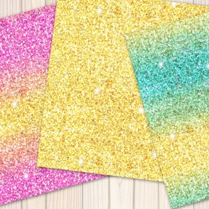 Mermaid Glitter Digital Papers - Pink, Aqua, Blue, Teal Ombre Glitter ...