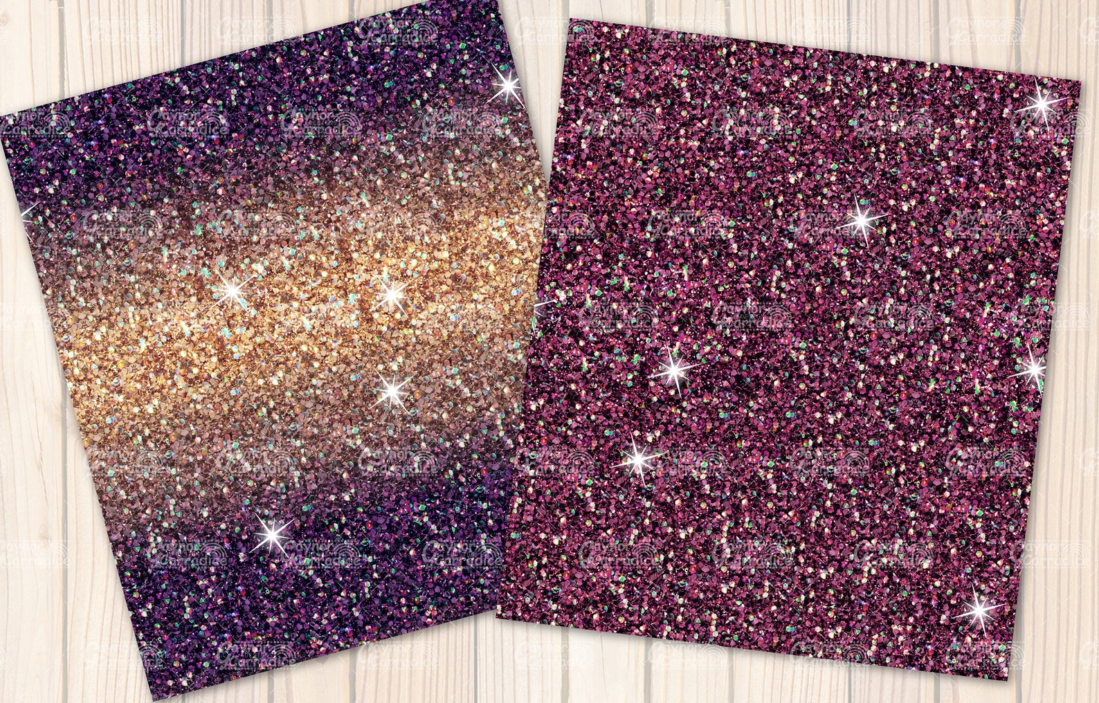 Autumn Glitter Digital Papers Rust Purple Orange Ombre | Etsy