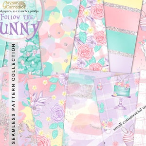 Easter Digital Papers - 12 Watercolor Bunny Seamless Patterns, Abstract ...