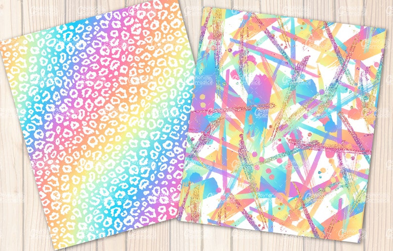 Happy Place rainbow digital papers 12 watercolor summer | Etsy