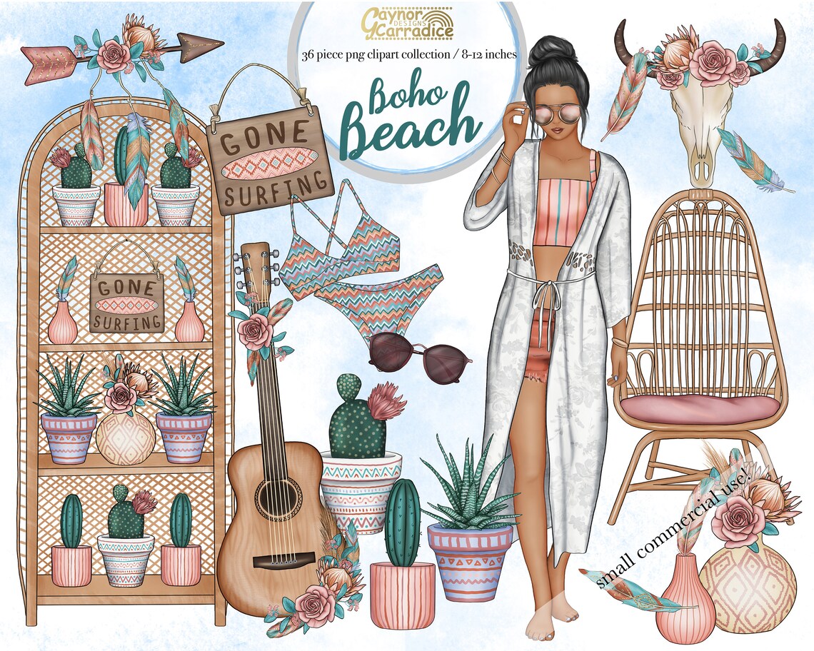 Boho Beach Home Clipart 36 Piece Summer Planner Clip Art - Etsy