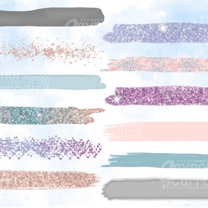 Winter Brush Strokes Clipart - Christmas Glitter Paint Strokes Clipart ...