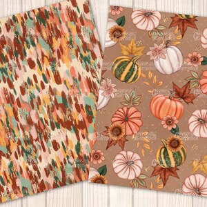 Watercolor Fall Digital Papers - 12 Autumn Seamless Patterns, Pumpkin ...