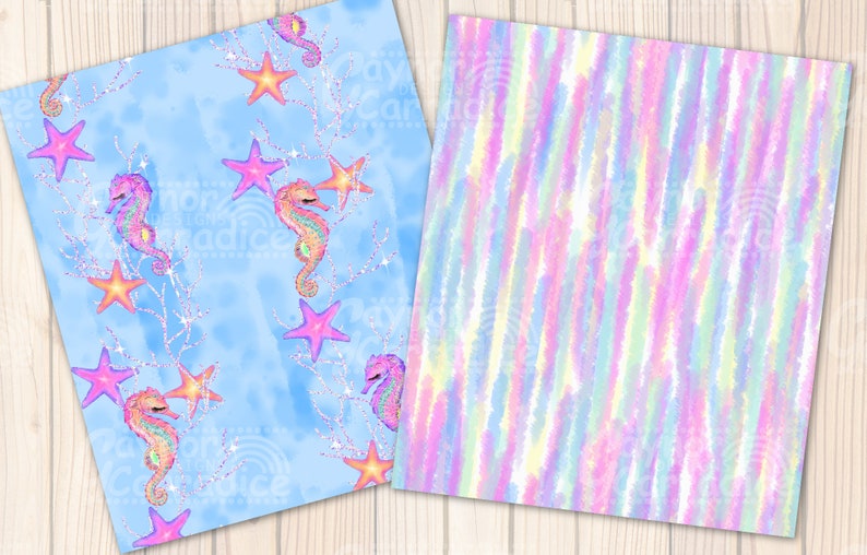 Cute Mermaid Digital Papers Under the Sea Seamless Patterns Party ...