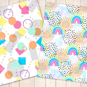Happy Place - Rainbow Digital Papers - 12 Watercolor Summer Seamless ...