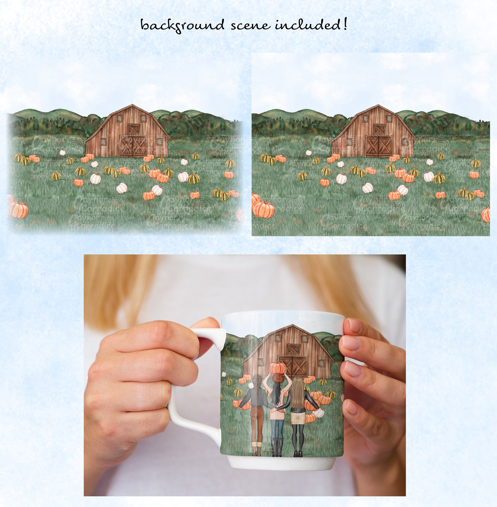 Autumn Besties Customizable Girls - Best Friends Clipart - Fall BFF ...